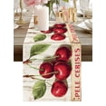 Burlap Table Runner 90 Inches Long, Retro Watercolor Cherry Green ...