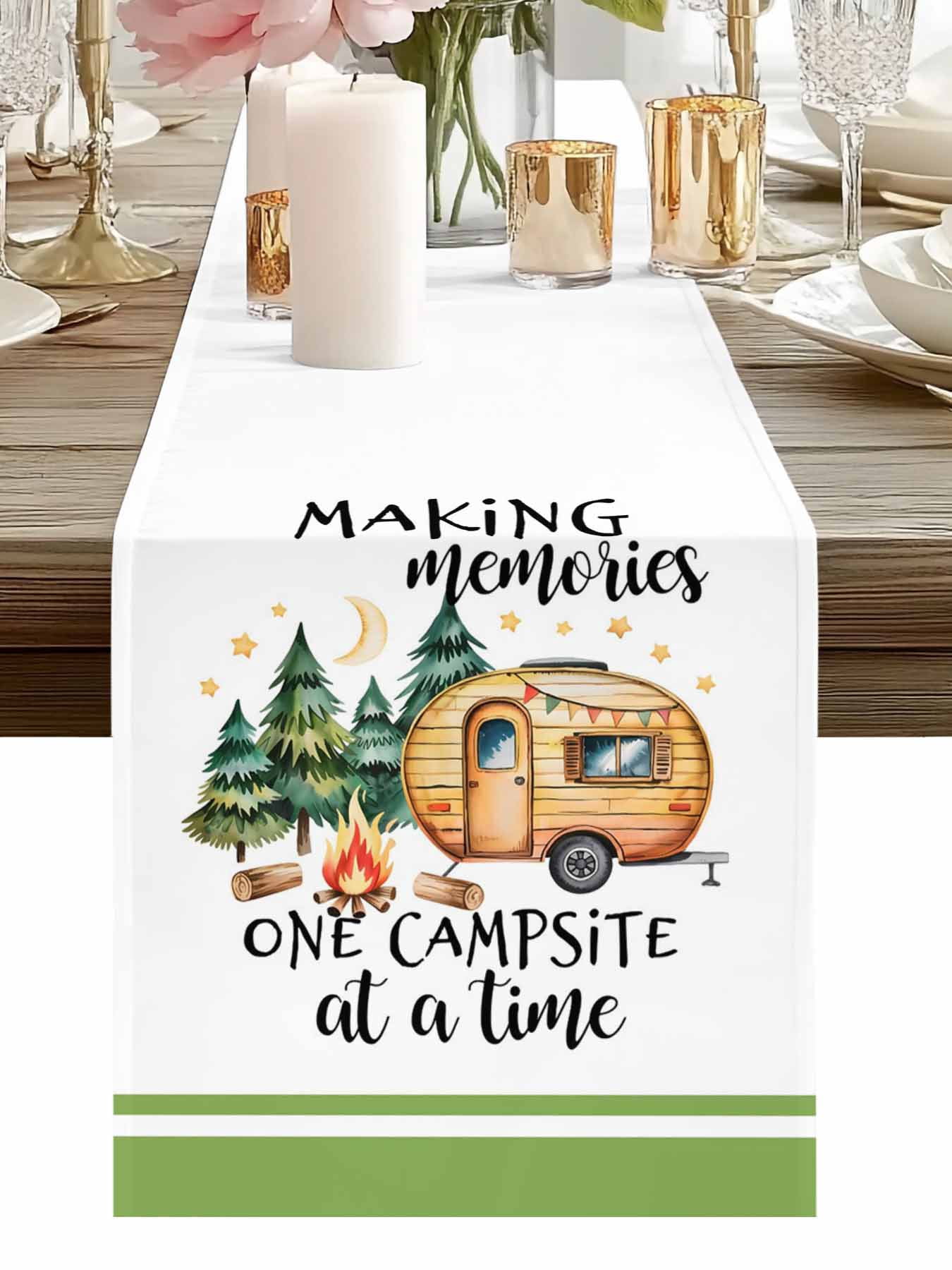 Burlap Table Runner 90 Inches Long, Retro Wood Car Bonfire Non-Slip ...