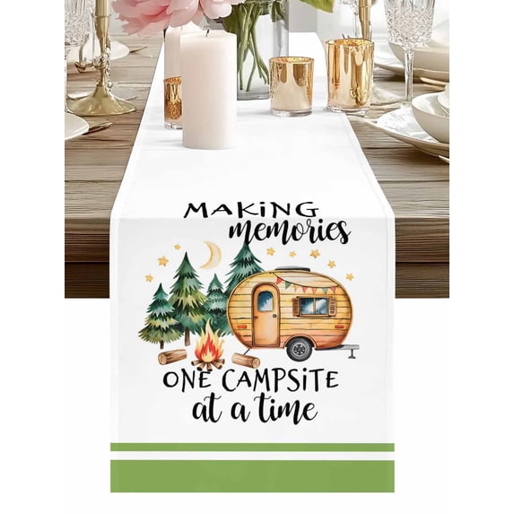 Burlap Table Runner 90 Inches Long, Retro Wood Car Bonfire Non-Slip ...