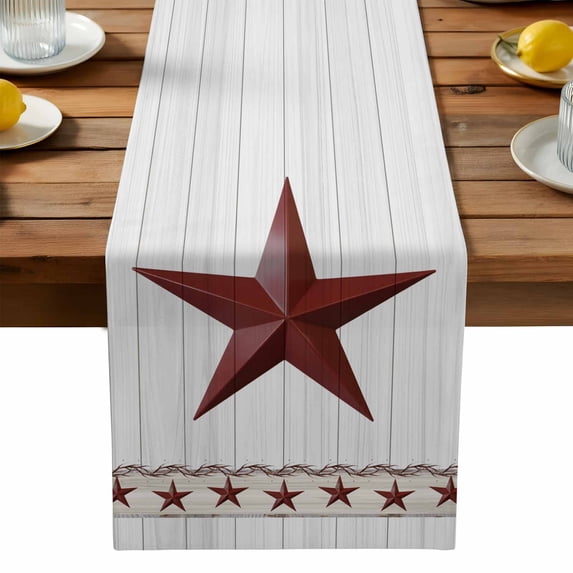 Burlap Table Runner 90 Inches Long,Rustic American Farm Stars Farmhouse ...