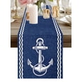 Burlap Table Runner 90 Inches Long, Rustic Midnight Blue Ship Anchor ...