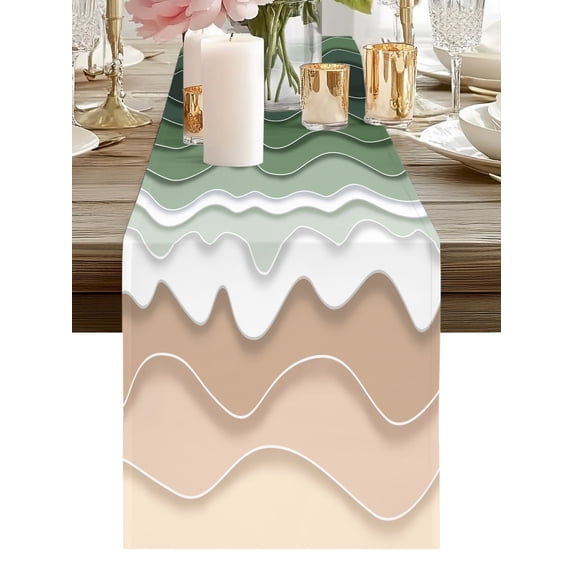 Burlap Table Runner 90 Inches Long, Sage Green Gradient Water Ripples ...