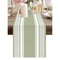 Burlap Table Runner 90 Inches Long, Sage Green Stripe Block Non-Slip ...