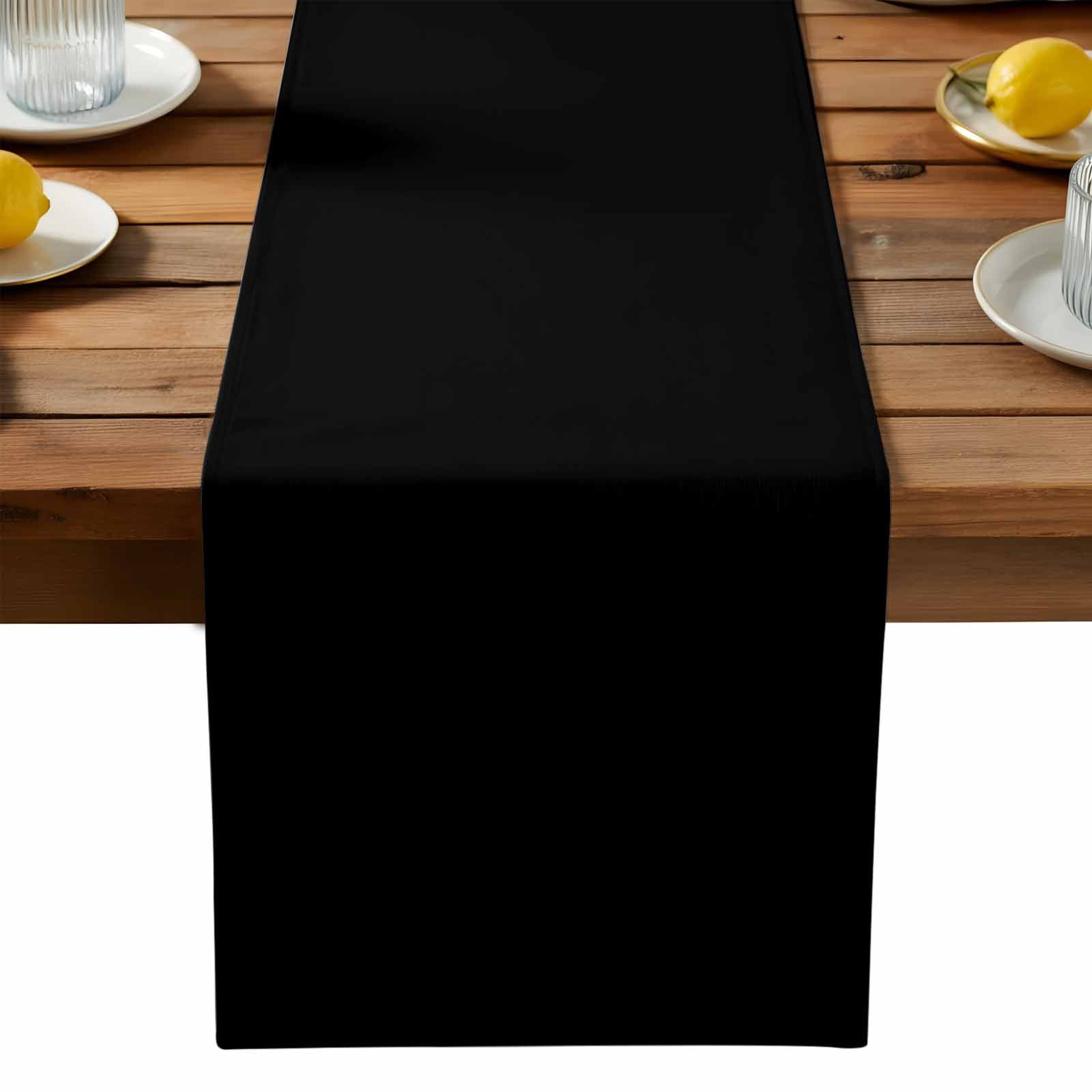 Burlap Table Runner 90 Inches Long,Solid Art Minimalist Pure Black Non ...