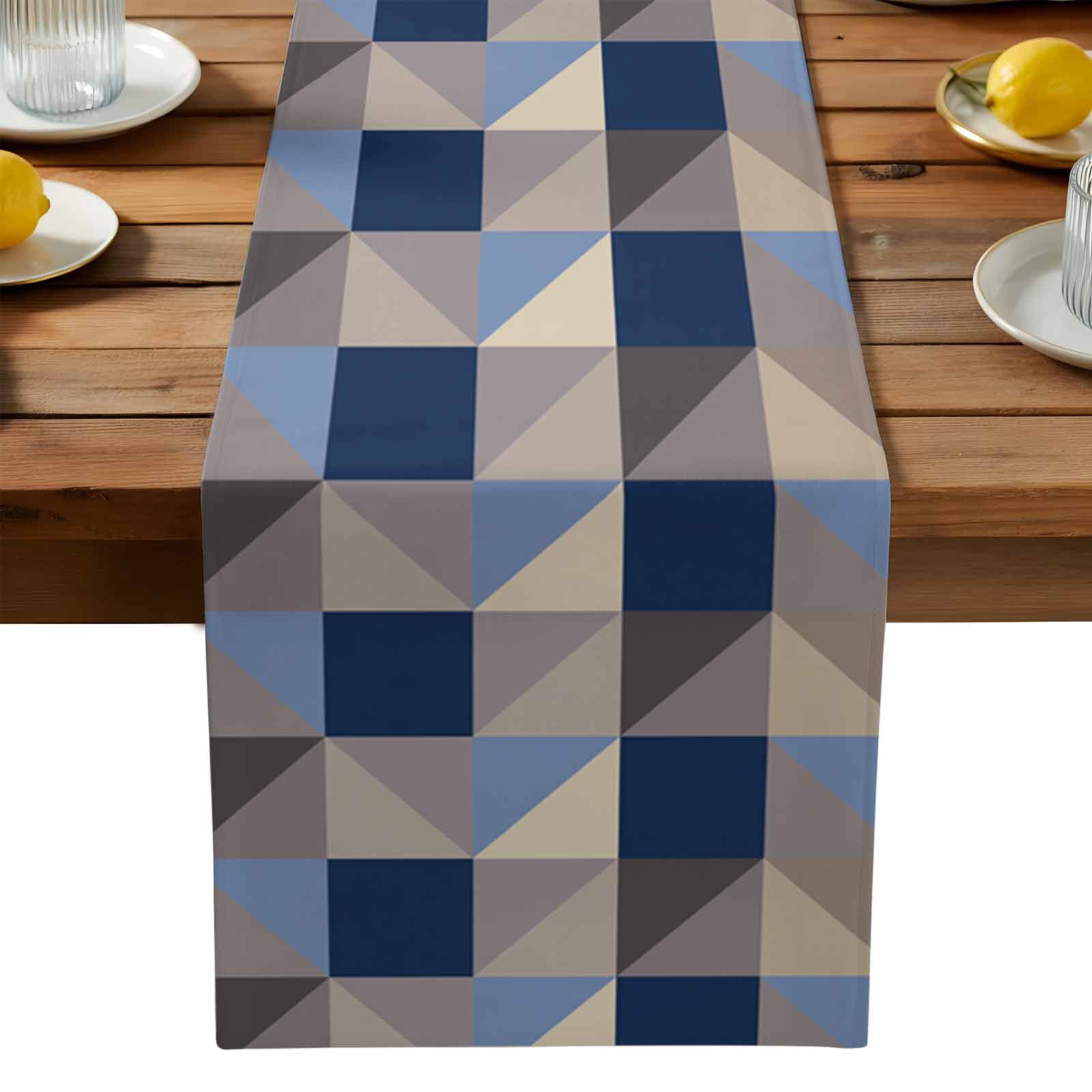 Burlap Table Runner 90 Inches Long,Splicing Geometric Art Non-Slip ...