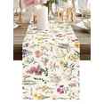 Burlap Table Runner 90 Inches Long, Spring Seamless Blossom Flower Non ...
