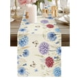 Burlap Table Runner 90 Inches Long, Spring Watercolor Garden Flower Non ...