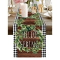 Burlap Table Runner 90 Inches Long, Spring Watercolor Leaves Wreath Non ...