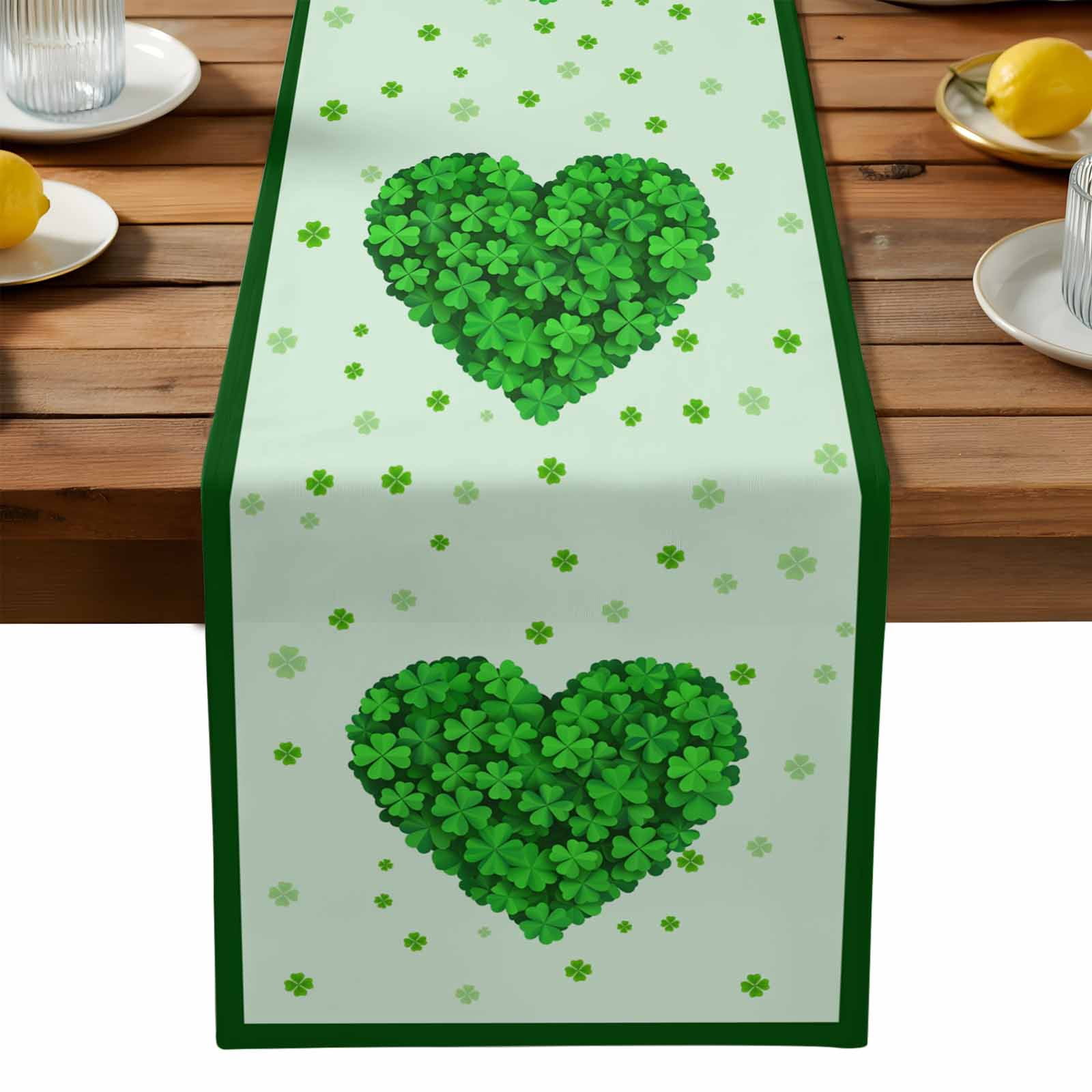 Burlap Table Runner 90 Inches Long,St. Patrick's Day Shamrock Love ...