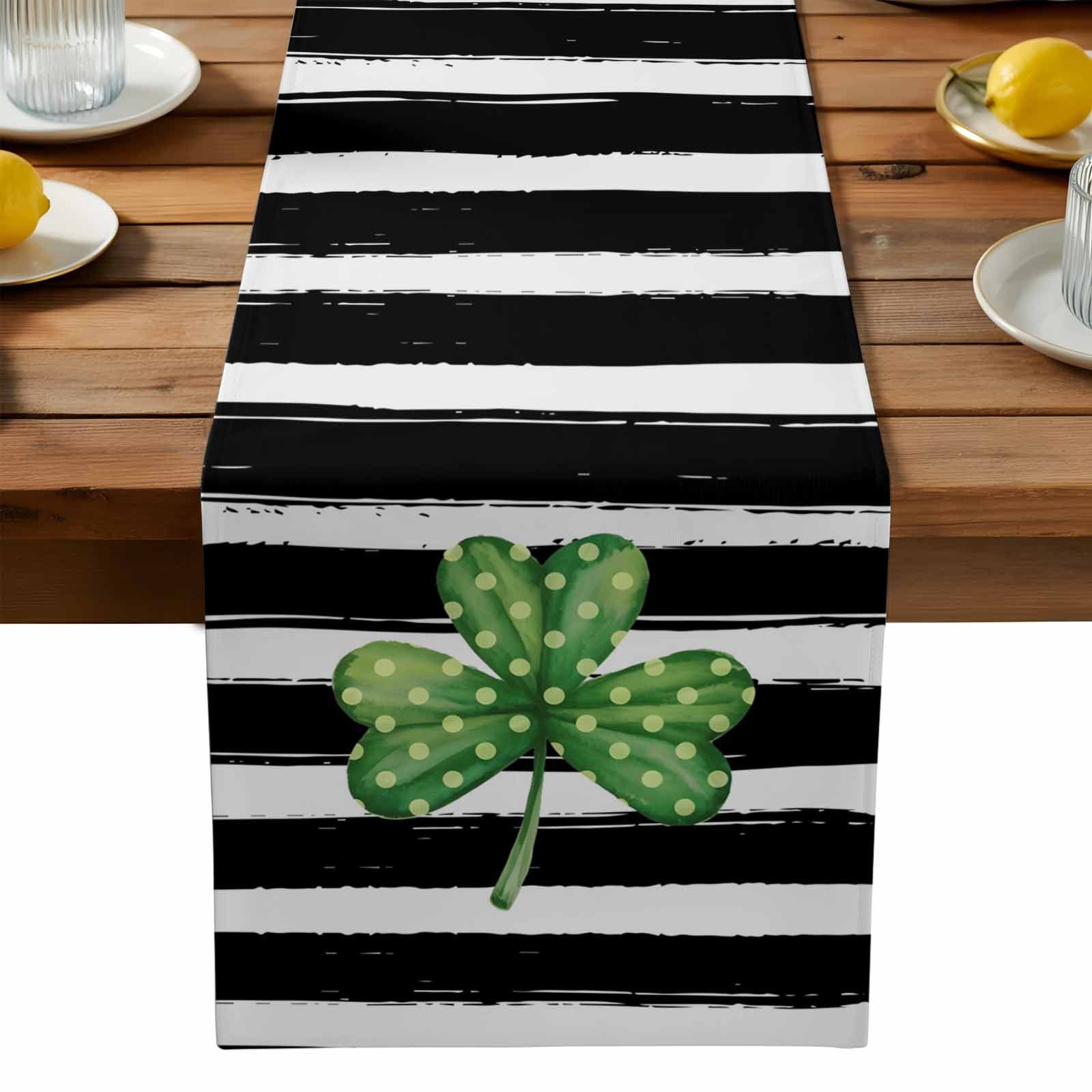 Burlap Table Runner 90 Inches Long,St. Patrick's Day Wave Point Lucky ...