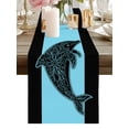 Burlap Table Runner 90 Inches Long, Summer Abstract Dolphin on Blue and ...