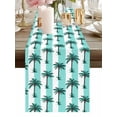 Burlap Table Runner 90 Inches Long, Summer Coconut Tree Teal Stripe Non ...