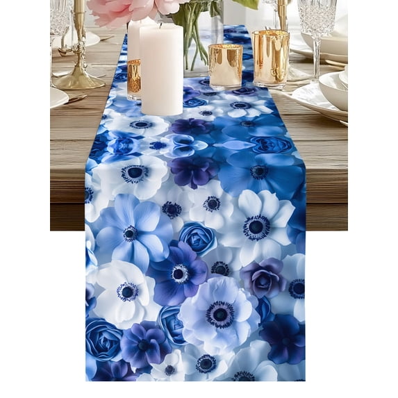 Burlap Table Runner 90 Inches Long, Summer Gorgeous Blossom Floral Non ...