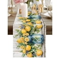Burlap Table Runner 90 Inches Long, Summer Lemon Flower Green Leaves ...