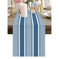 Burlap Table Runner 90 Inches Long, Summer Navy Blue White Stripe Non ...