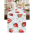 Burlap Table Runner 90 Inches Long, Summer Strawberry Flower Love Heart ...