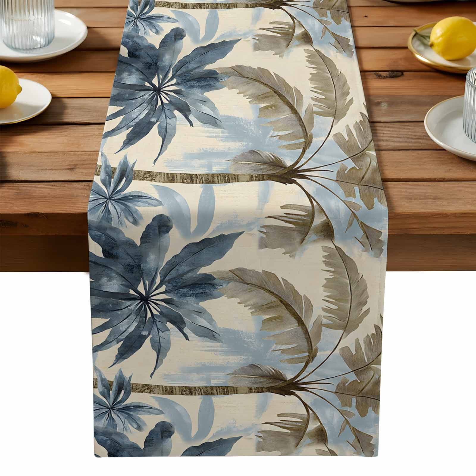 Burlap Table Runner 90 Inches Long, Tropical Plant Coconut Palm Tree ...