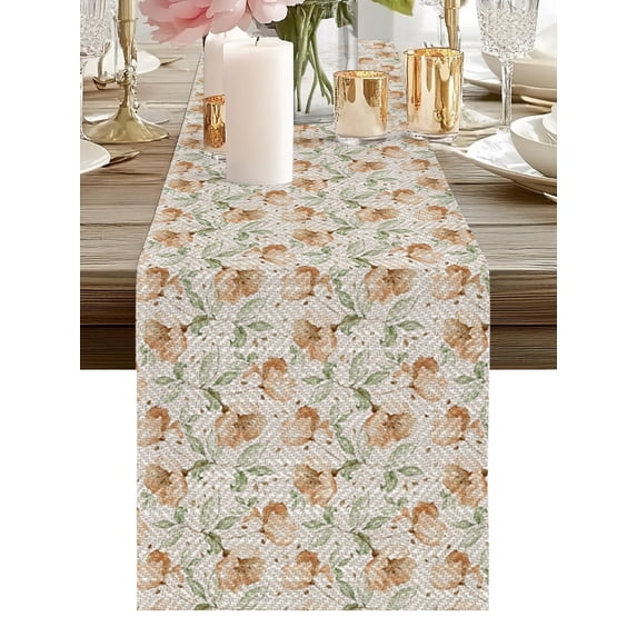 Burlap Table Runner 90 Inches Long, Vintage Farm Blossom Flower Non ...
