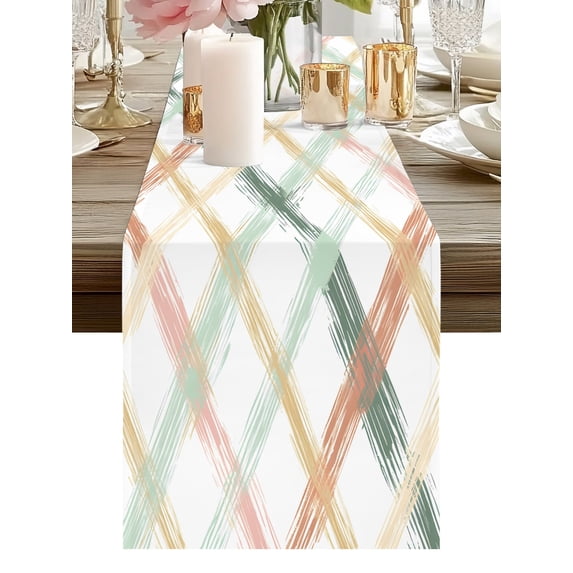 Burlap Table Runner 90 Inches Long, Watercolor Colorful Line Texture ...