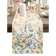 Burlap Table Runner 90 Inches Long, Watercolor Flowers on Retro Letter ...