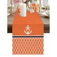 Burlap Table Runner 90 Inches Long, White Nautical Anchor Orange Theme ...