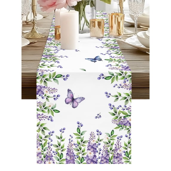 Burlap Table Runner 90 Inches Long, Wisteria Vines Summer Pastoral Non ...