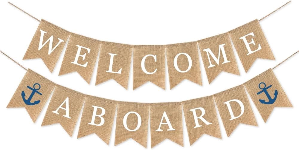 Burlap Welcome Aboard Banner Nautical Boy Baby Shower Birthday Party ...