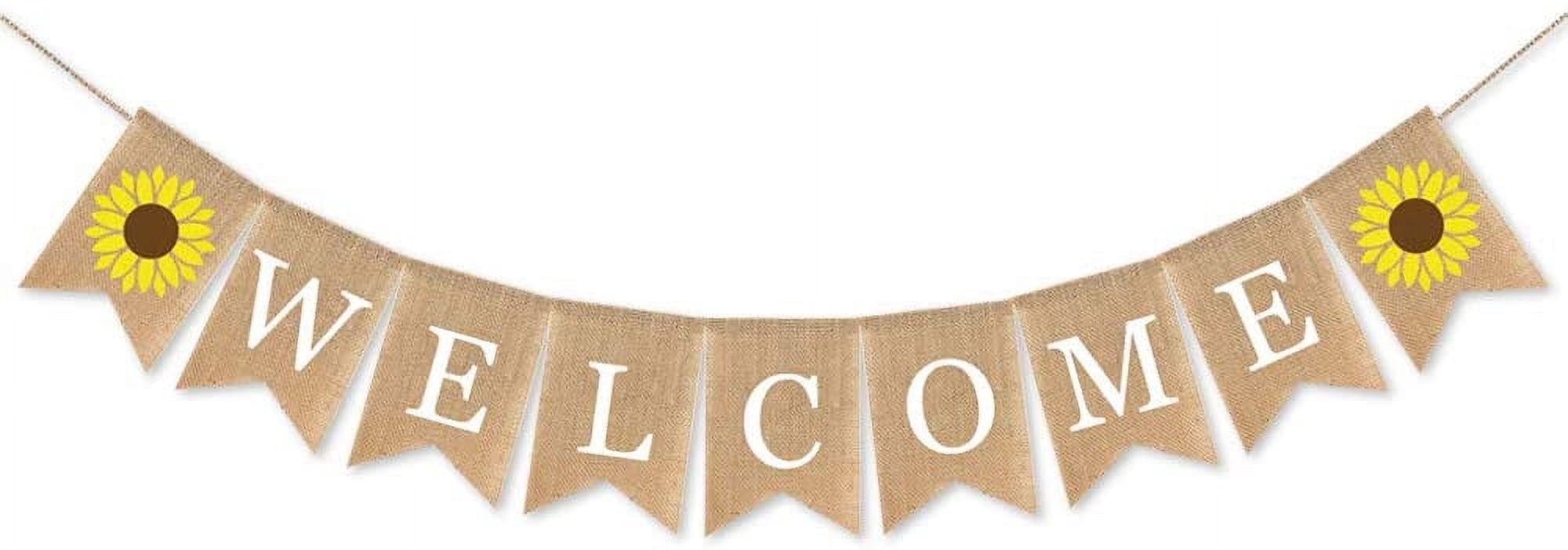 Burlap Welcome Banner with Sunflower Gender Reveal Baby Shower Birthday ...