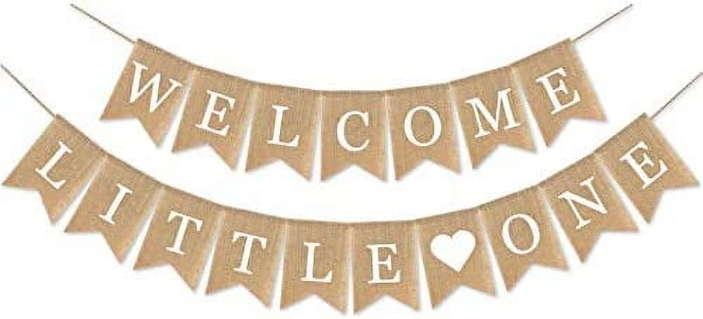 Burlap Welcome Little One Banner Baby Shower Garland Supplies Gender ...