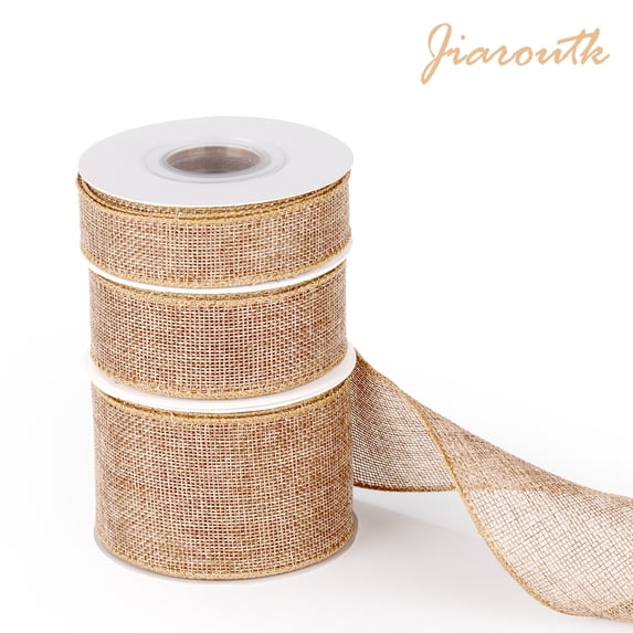 Burlap Wired Edge Ribbon, 3 Size x 10 Yard,Natural Woven Burlap Woven ...