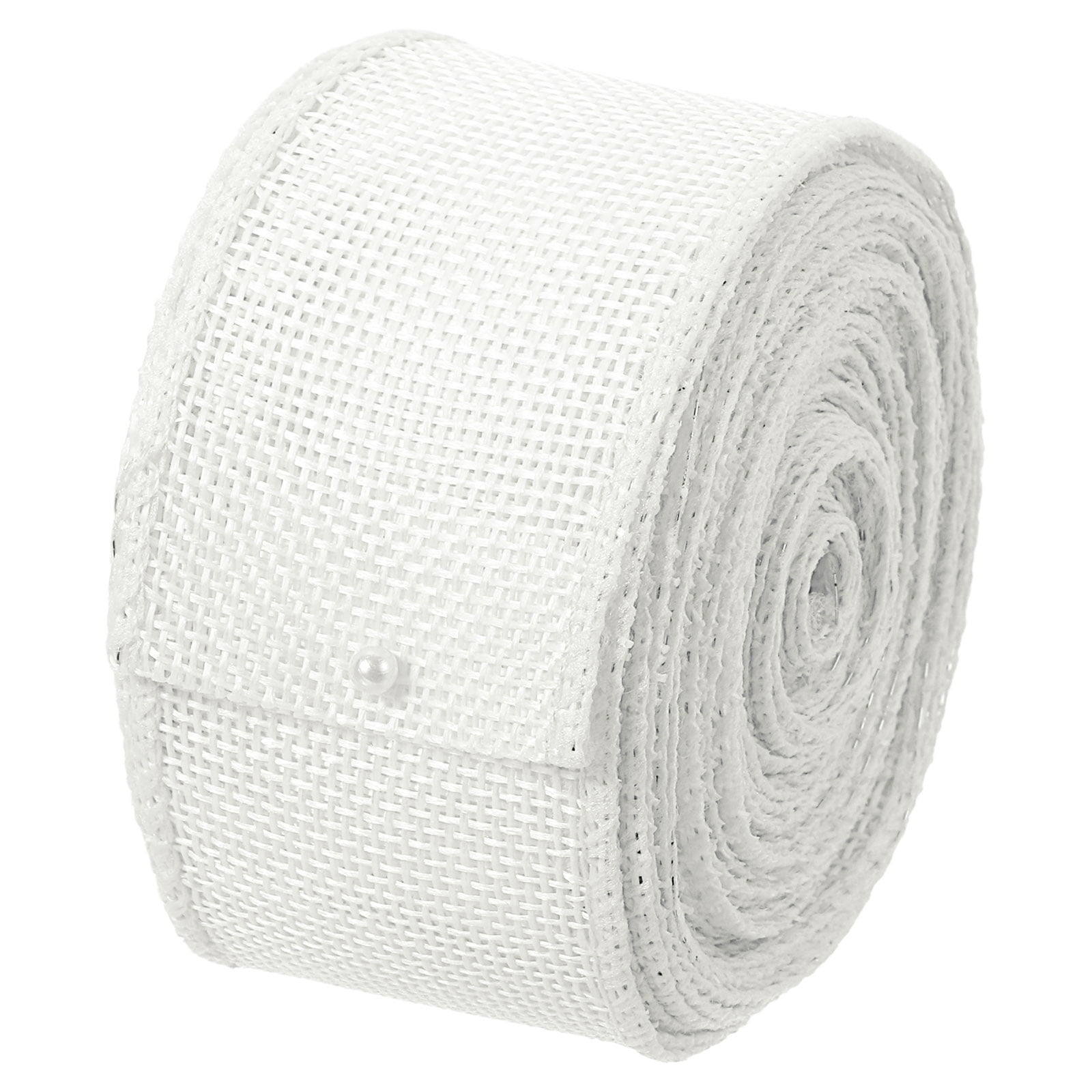 Burlap Wired Ribbon, 1-1/2 Inch x 10 Yards White Fabric Ribbon Roll ...