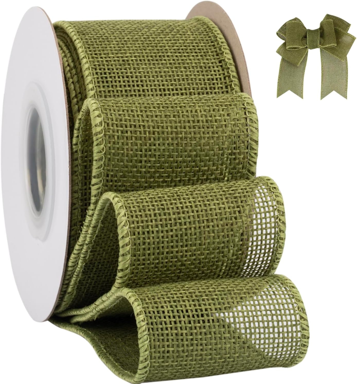Burlap Wired Ribbon, 1 1/2 inch 10 Yard Jute Ribbon for Decoration Bows ...