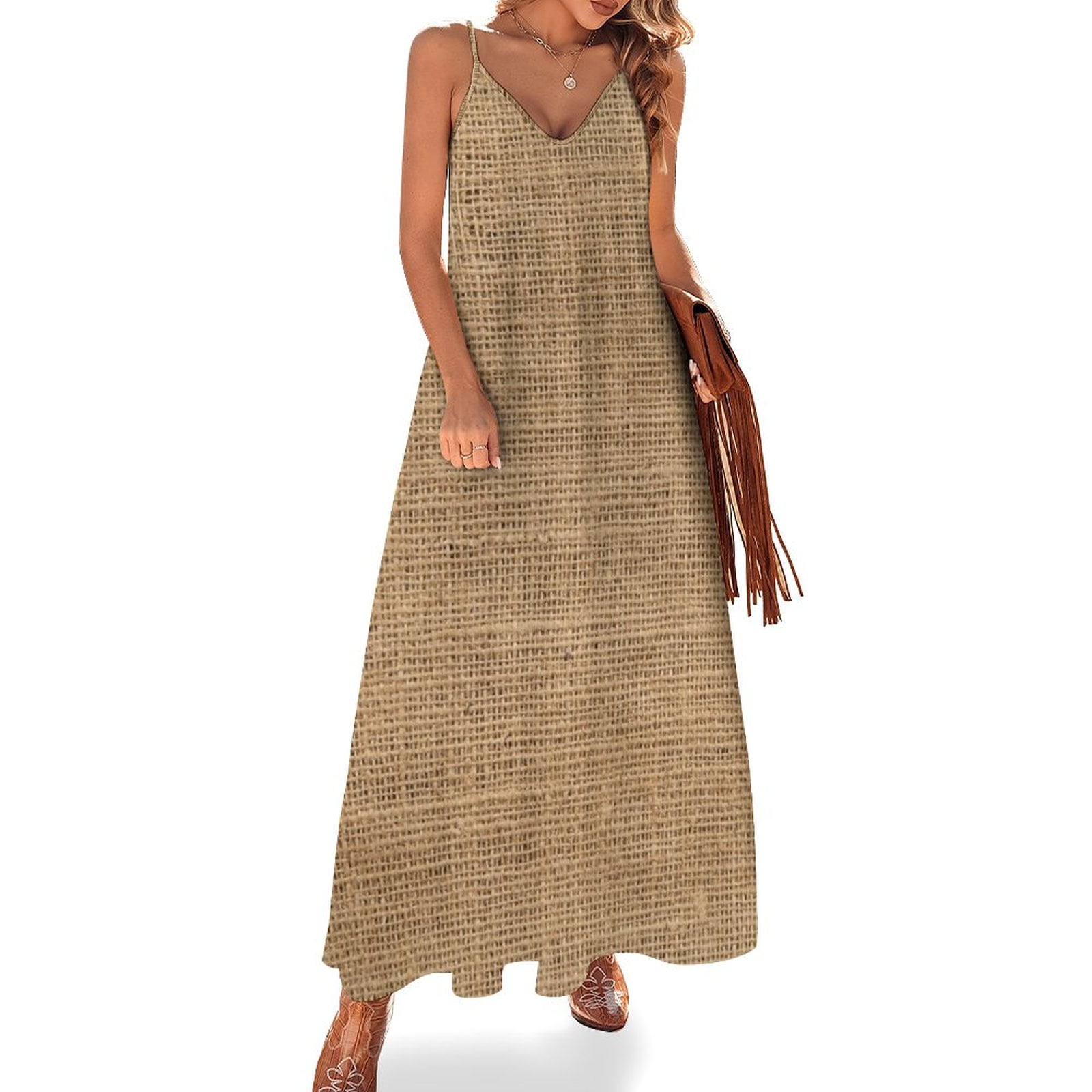 Burlap fiber Texture Background Pattern Sleeveless Dress dress for ...