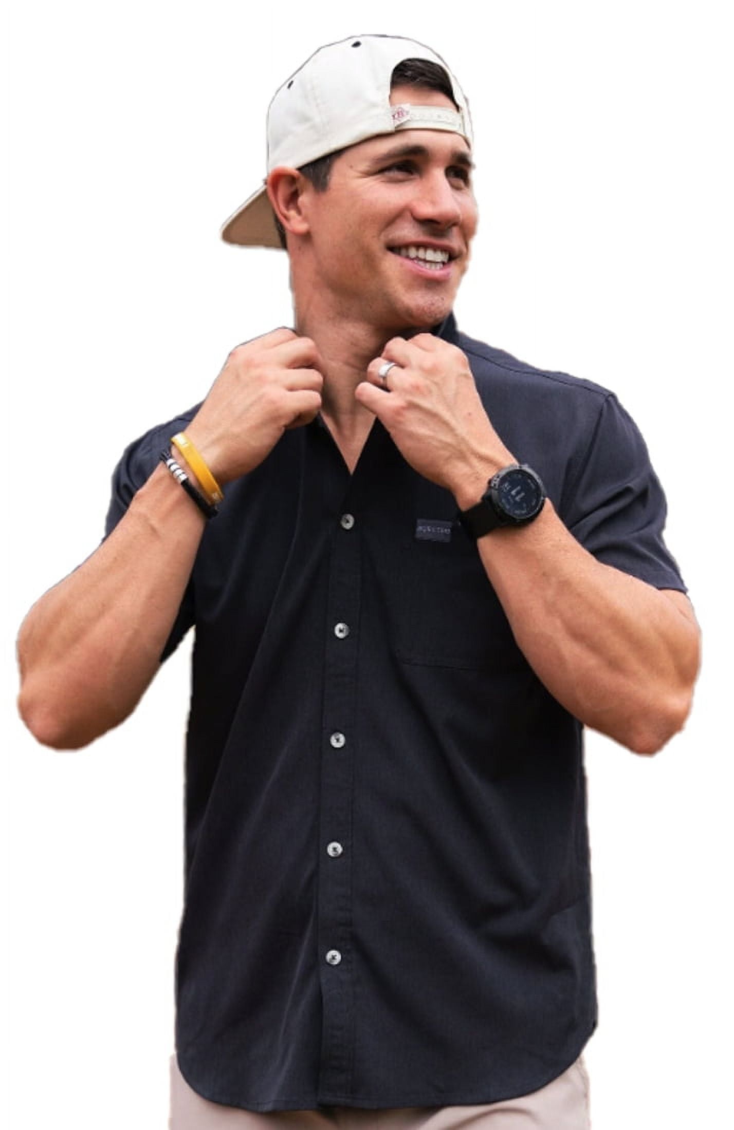 Burlebo Men's Performance Short Sleeve Button Up Shirt - Walmart ...