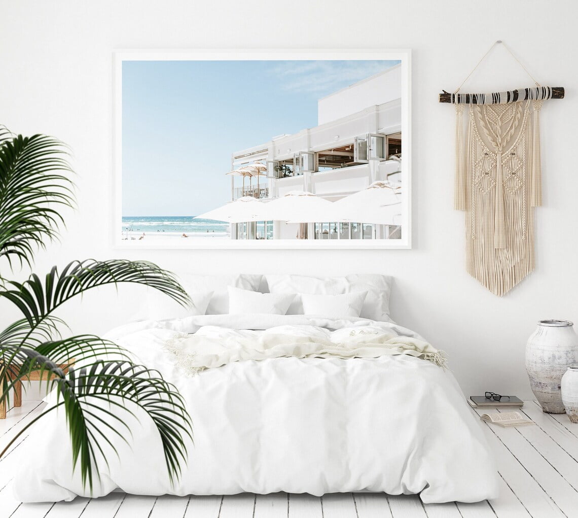 Burleigh Beach Poster Coastal Wall Art For Living Room Neutral Boho ...