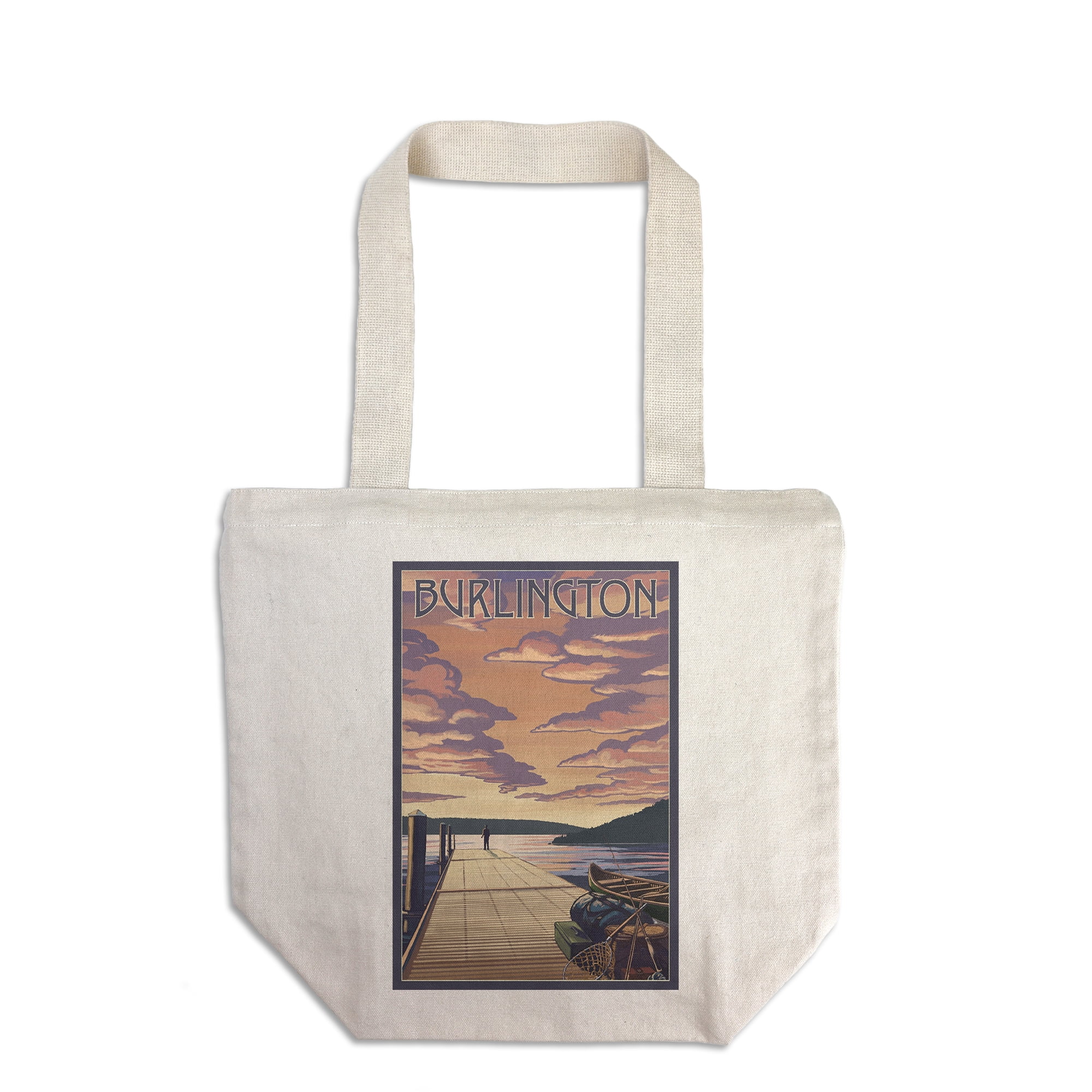 Burlington, Vermont, Dock and Sunset (100% Cotton Canvas Reusable Tote ...