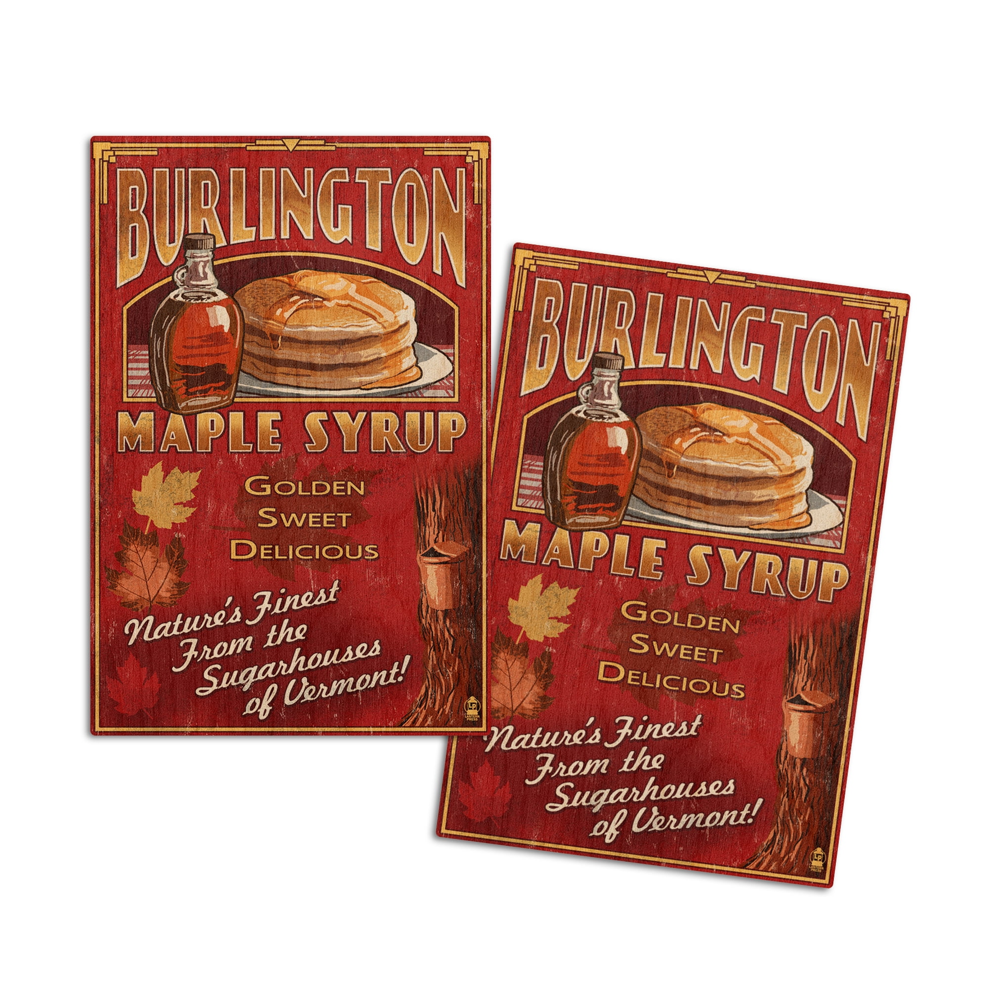 Burlington, Vermont, Maple Syrup Vintage Sign (4x6 Birch Wood Postcards ...