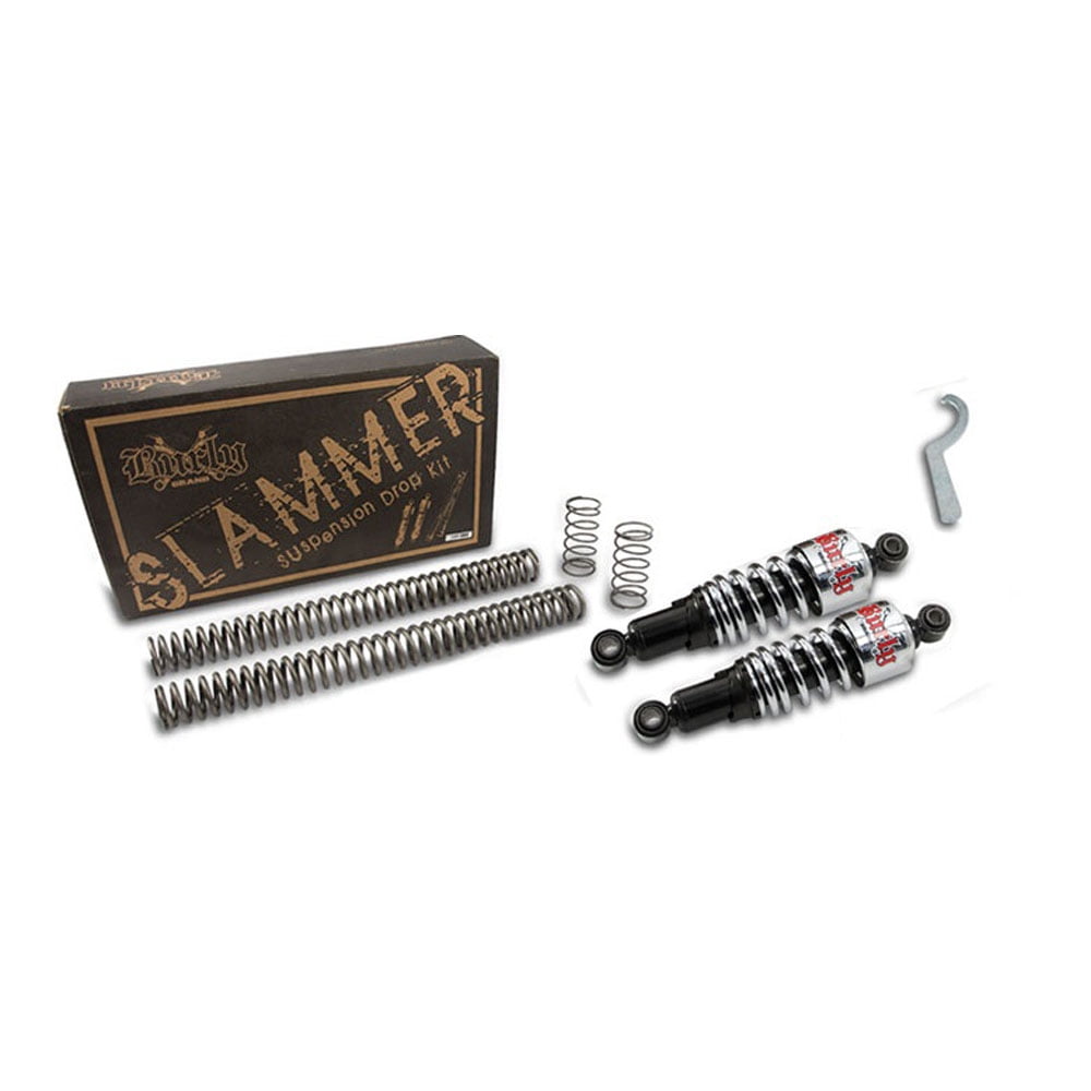 Burly Slammer Front & Chrome Rear Shock Suspension Drop Kit (B28-1001 ...