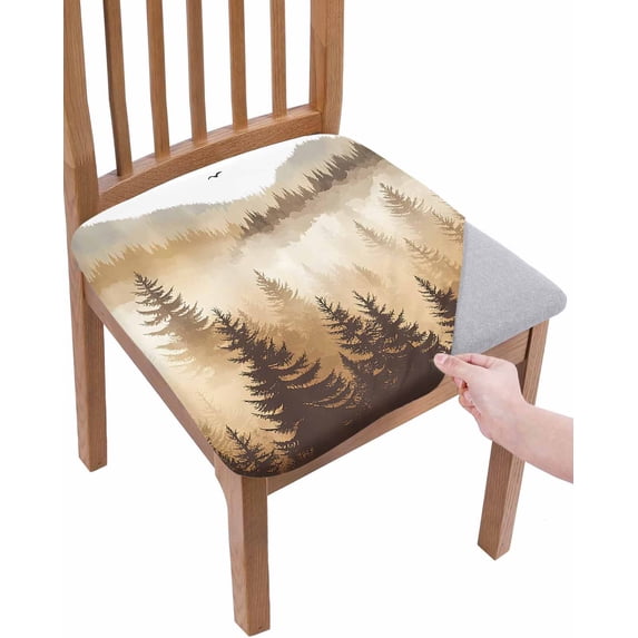 Burly Wood Trees Chair Seat Covers for Dining Room Stretch Chair Seat ...