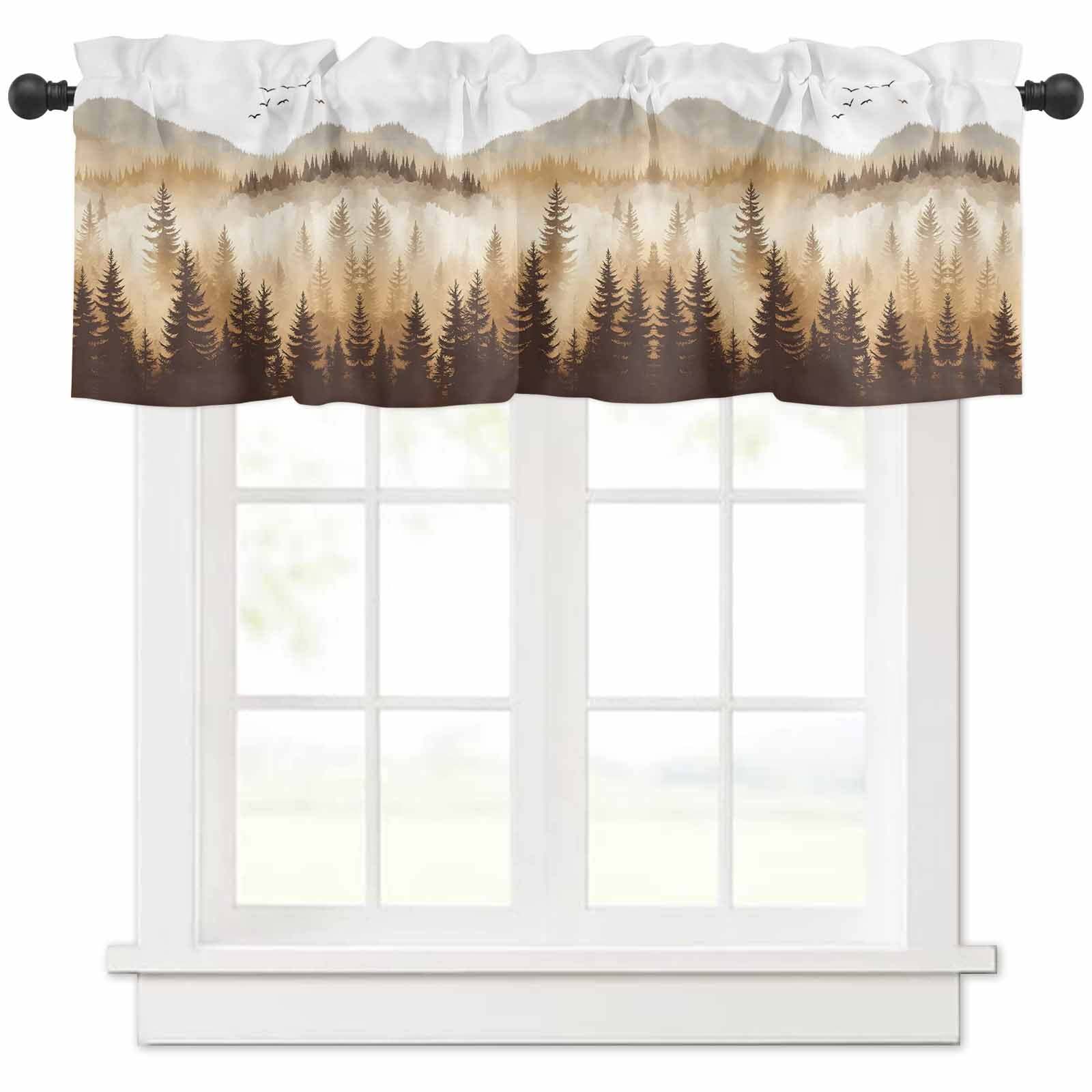 Burly Wood Trees Valances for Windows Farmhouse Kitchen Curtains ...