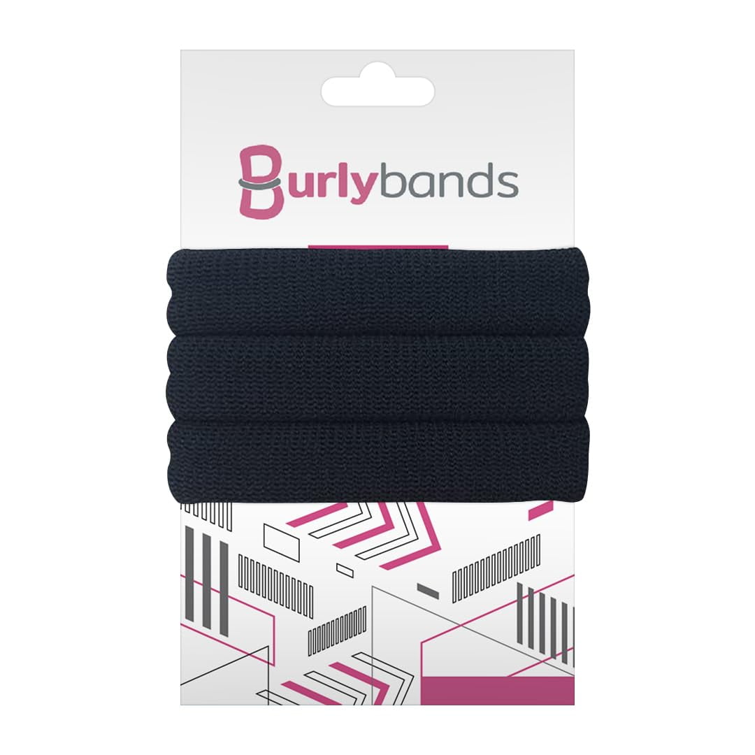 Burlybands Large Black Hair Ties 3-Pack for Thick, Long, and Curly Hair ...