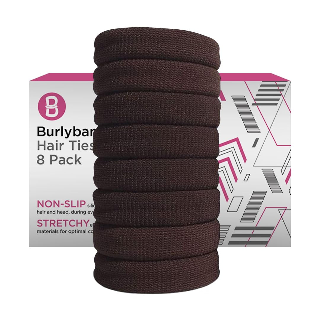 Burlybands Thick Hair Scrunchie Hair Tie, Brown Plain, 8 Pieces ...
