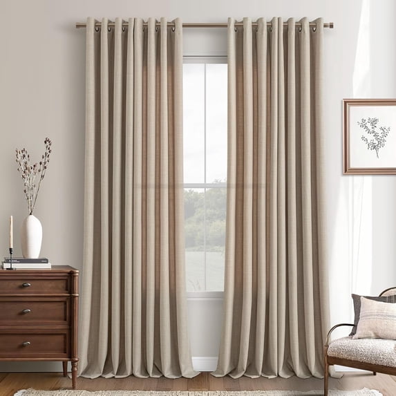 Burlywood Birch Linen Curtains for Living Room 108 Inches Long Semi ...