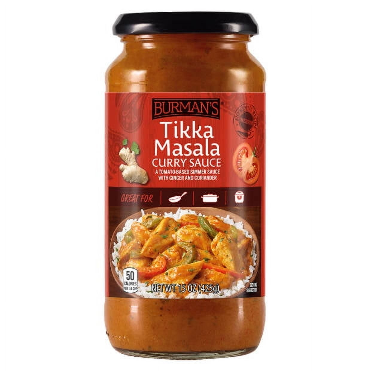 Burman's Tikka Masala Curry Sauce, 15 oz, Kosher Indian Paste for ...