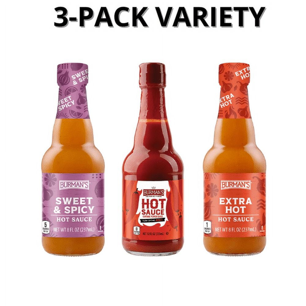 Burman's Variety ,Sweet and Spicy ,Extra Hot Hot and Hot Sauce 3-Pack 8 ...