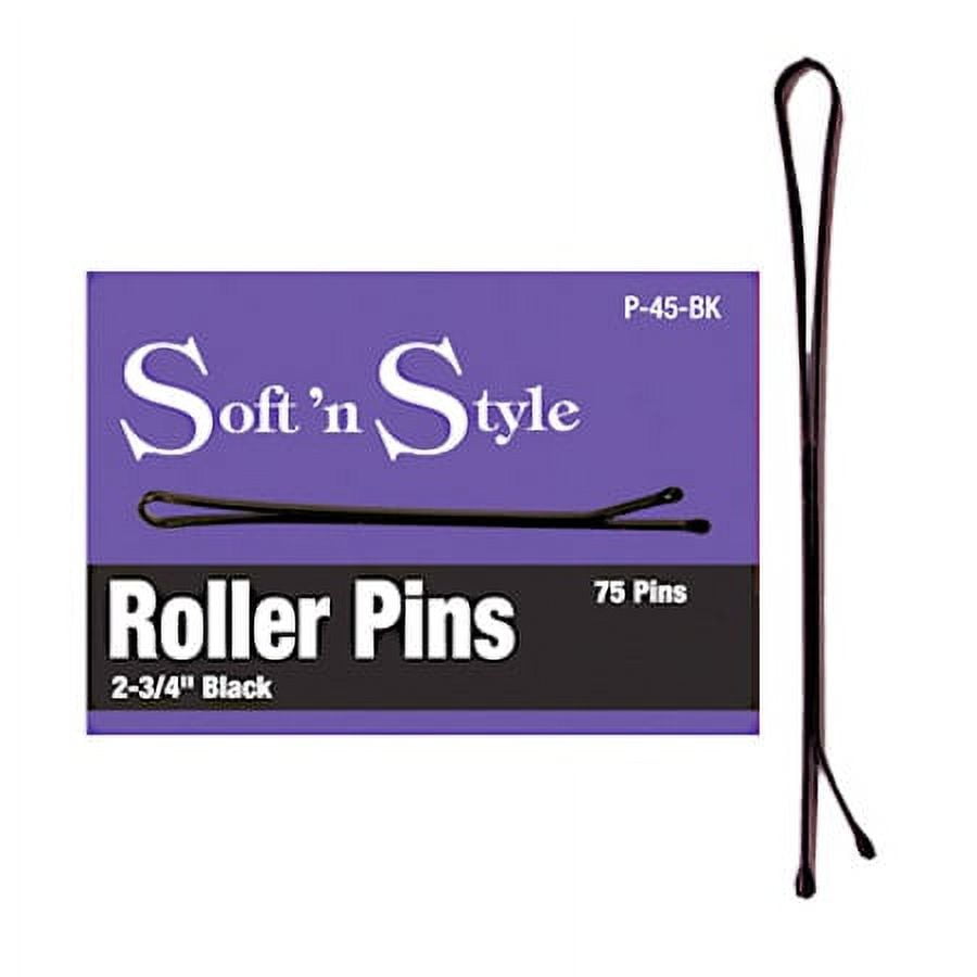Burmax Soft N' Style Roller Pins 2-3/4" - Black - Ball Pointed - 75 ...