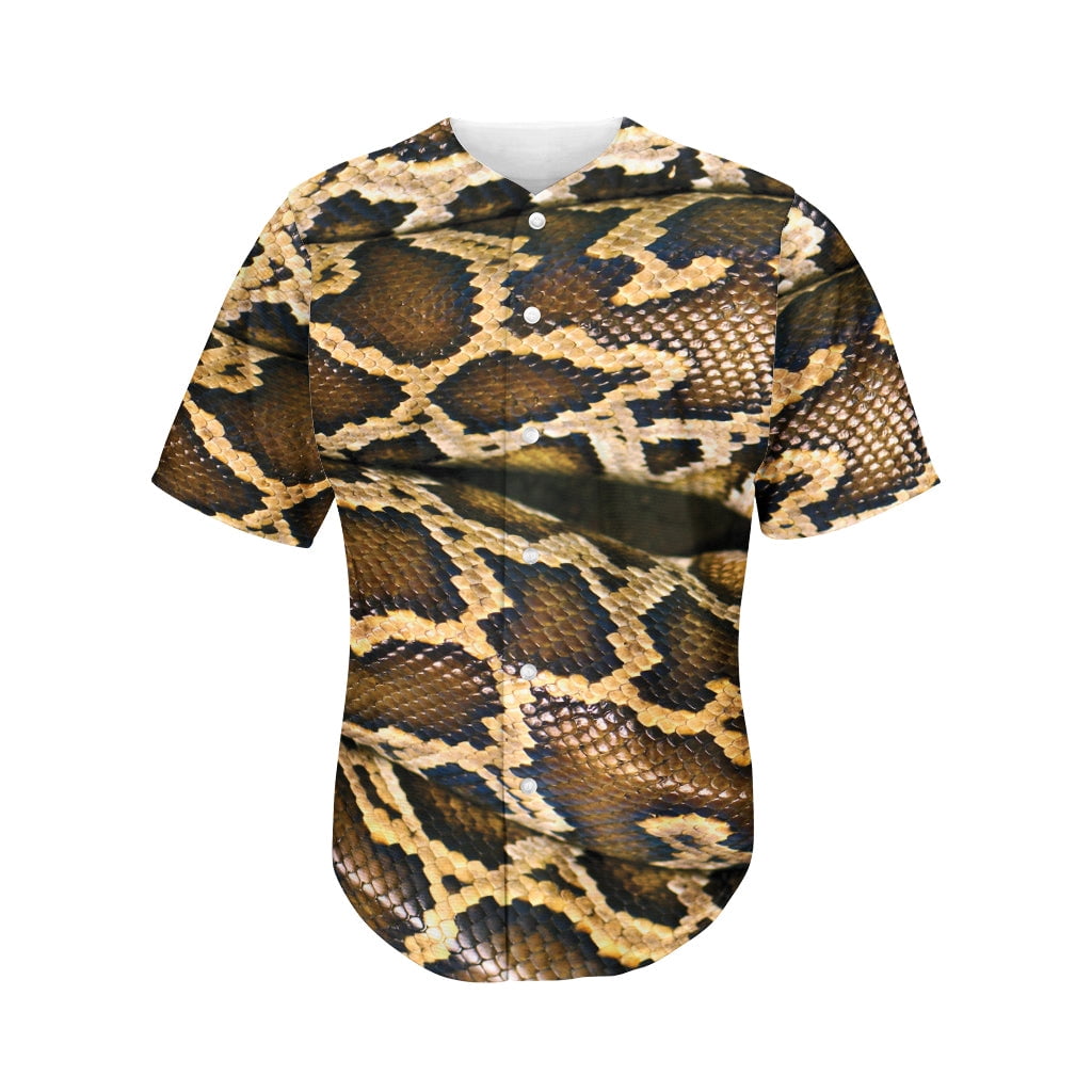 Burmese Python Snake Print Active Baseball Jersey for Men and Women, SNAKESKIN Button Down Women ...