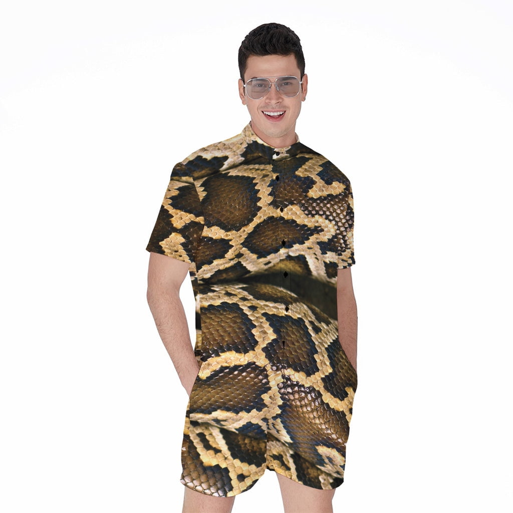 Burmese Python Snake Short Sleeve Men'S Rompers, Snakes Python Casual ...