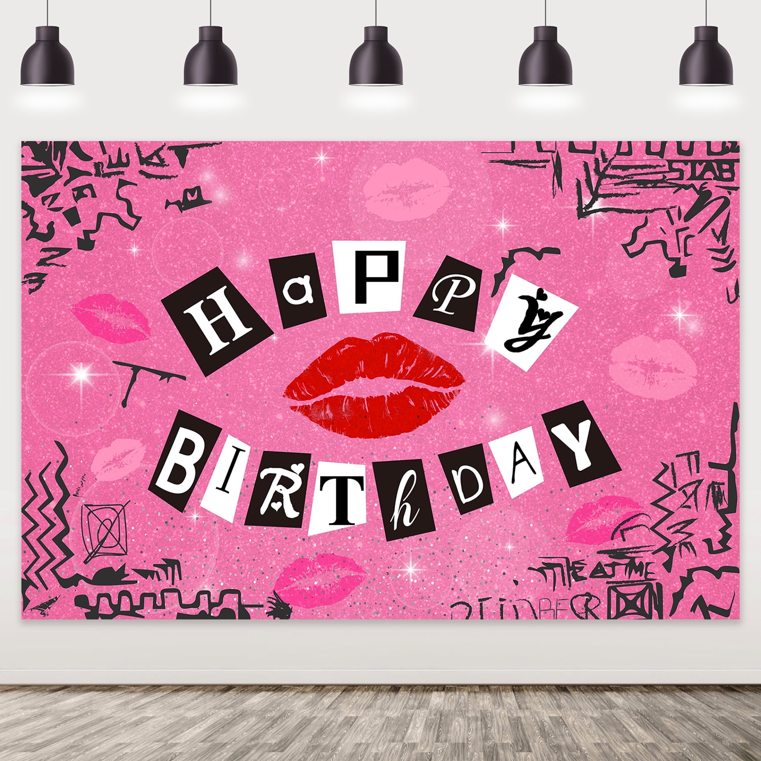 Burn Book Party Decorations Backdrop, Lip Foil Balloon for Girls and ...