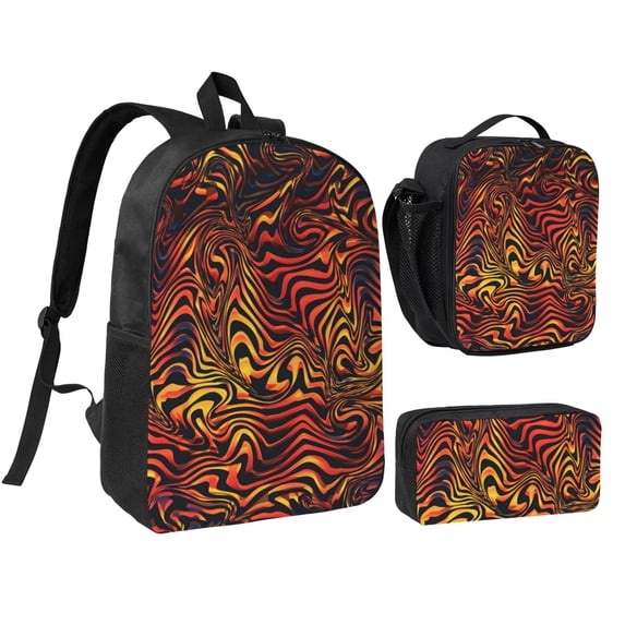 Burn Curved Line Fire 17-inch Laptop Backpack 3-Piece Set with ...